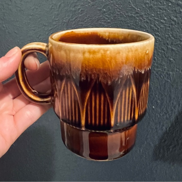 Dining | Vintage Midcentury Brown Stackable Coffee Mug Retro Kitchen ...